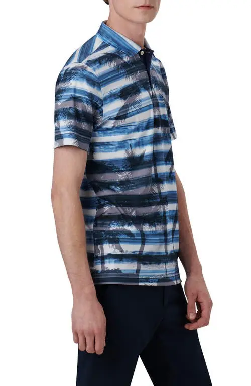 Bugatchi Hendrix Digital Print Pima Cotton Polo - Azure