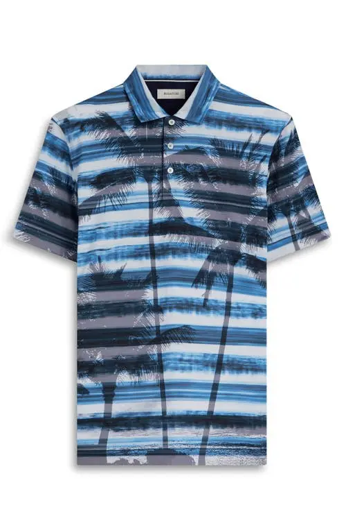 Bugatchi Hendrix Digital Print Pima Cotton Polo - Azure