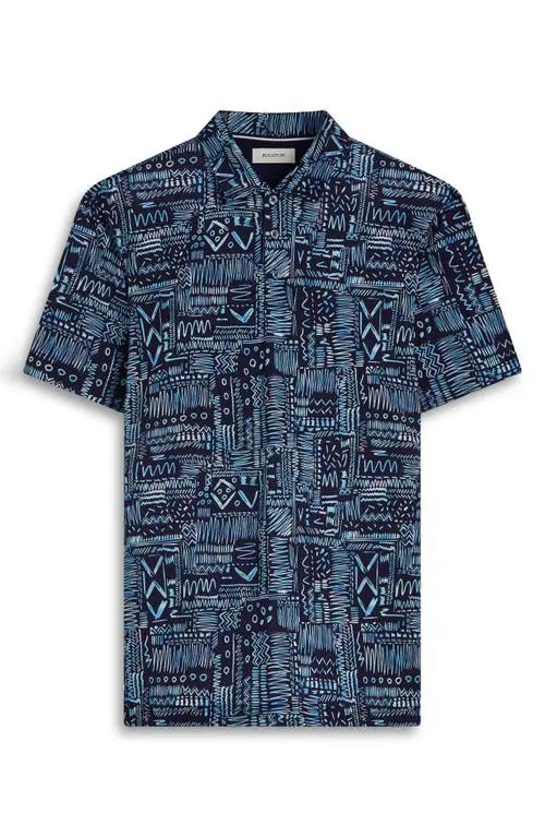 Bugatchi Hendrix Digital Print Pima Cotton Polo - Navy