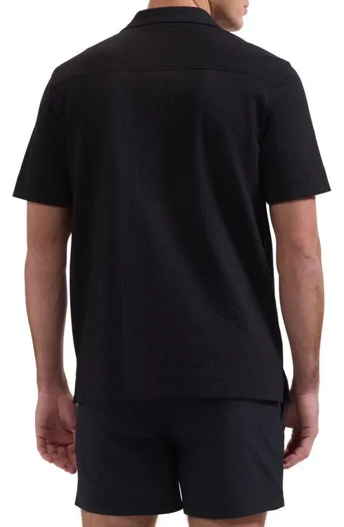 Bugatchi Seersucker Camp Shirt - Black