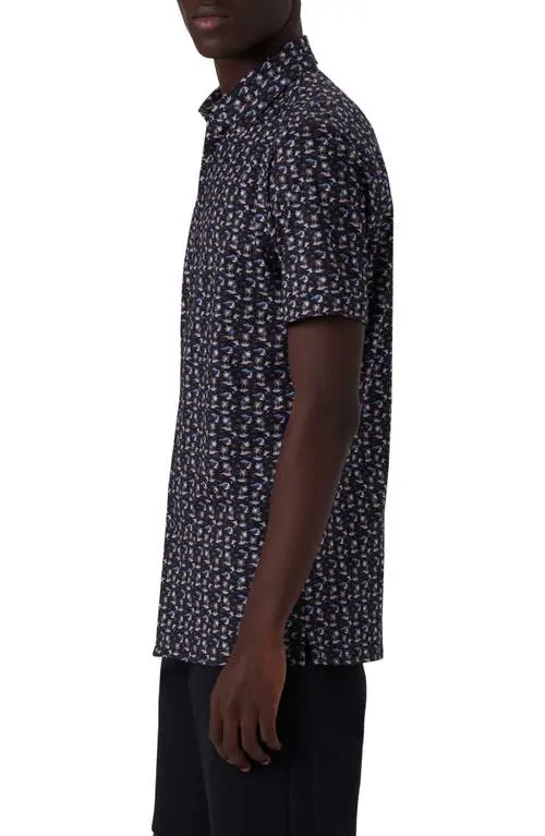 Bugatchi Milo Ooohcotton® Short Sleeve Button-up Shirt - Midnight