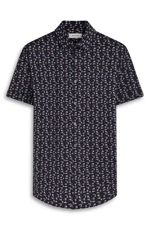 Bugatchi Milo Ooohcotton® Short Sleeve Button-up Shirt - Midnight