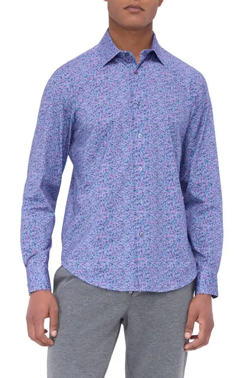 Bugatchi James Ooohcotton® Leaf Print Button-up Shirt - Plum