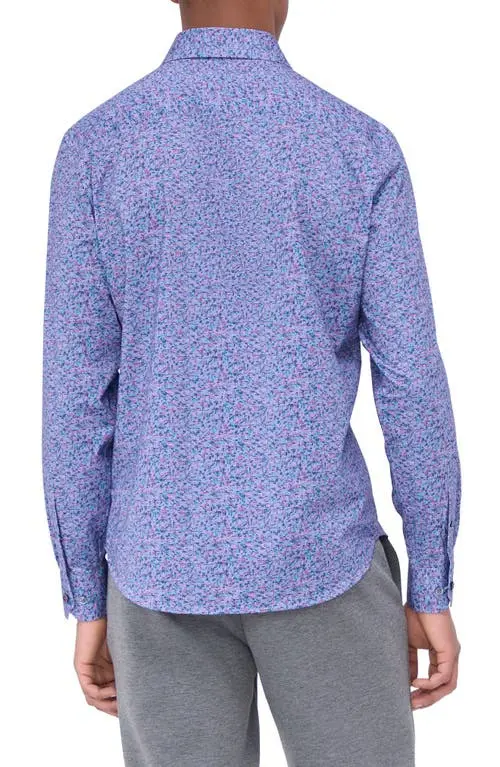 Bugatchi James Ooohcotton® Leaf Print Button-up Shirt - Plum
