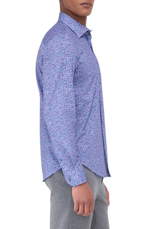 Bugatchi James Ooohcotton® Leaf Print Button-up Shirt - Plum