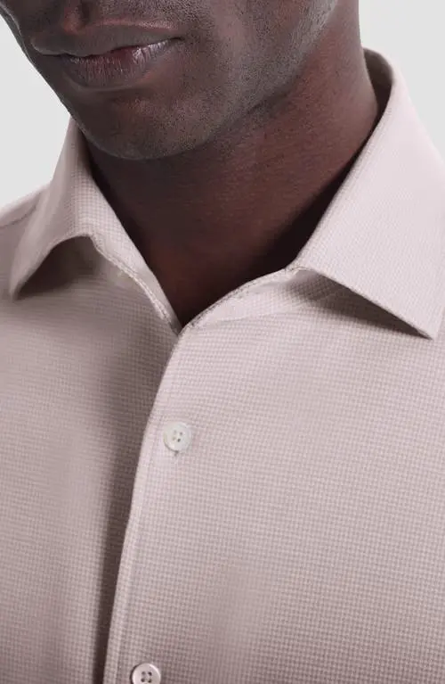 Bugatchi Devon Ooohcotton® Houndstooth Button-up Shirt - Sand