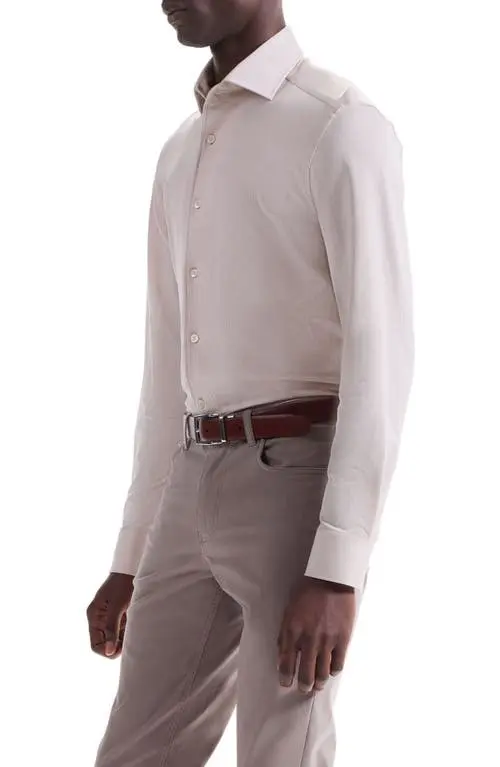 Bugatchi Devon Ooohcotton® Houndstooth Button-up Shirt - Sand