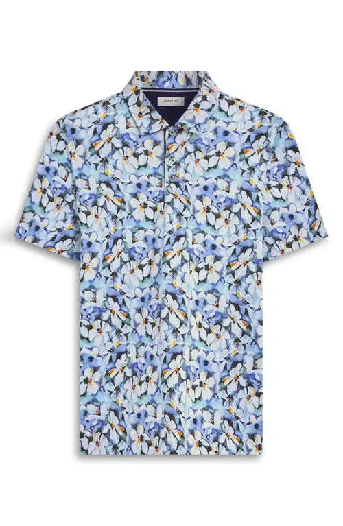 Bugatchi Hendrix Digital Floral Print Pima Cotton Polo - Cobalt
