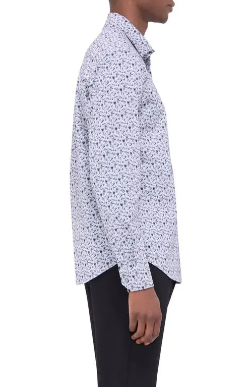 Bugatchi Jimmy Ooohcotton® Cocktail Print Button-up Shirt - Zinc