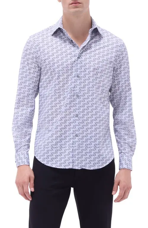 Bugatchi James Ooohcotton® Dot Print Button-up Shirt - Zinc