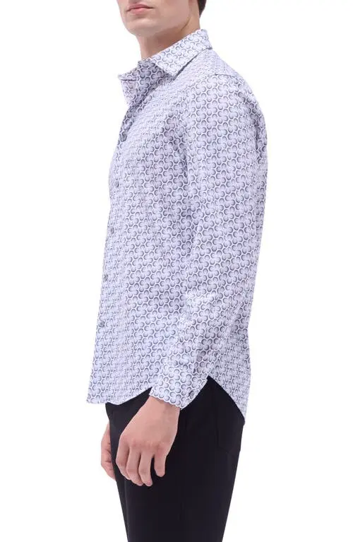 Bugatchi James Ooohcotton® Dot Print Button-up Shirt - Zinc