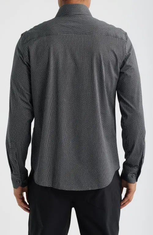 Bugatchi Devon Ooohcotton® Geometric Button-up Shirt - Black