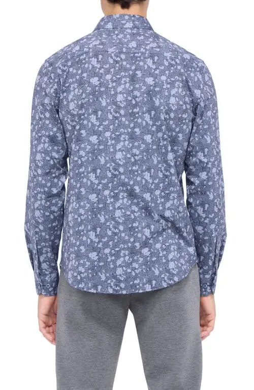 Bugatchi Jimmy Ooohcotton® Spatter Plaid Button-up Shirt - Navy