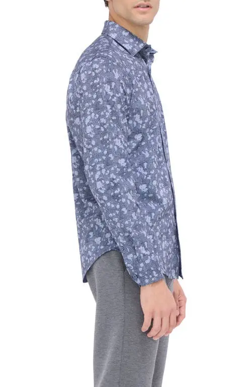 Bugatchi Jimmy Ooohcotton® Spatter Plaid Button-up Shirt - Navy