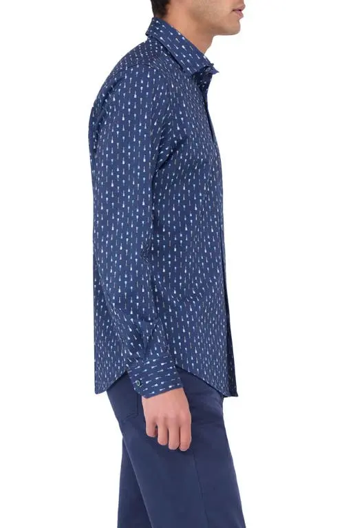 Bugatchi Jimmy Ooohcotton® Guitar Print Button-up Shirt - Navy
