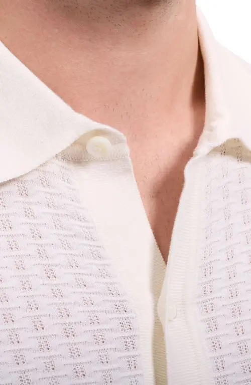 Bugatchi Basket Weave Knit Cotton Cardigan - Chalk