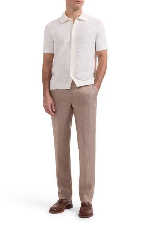 Bugatchi Basket Weave Knit Cotton Cardigan - Chalk