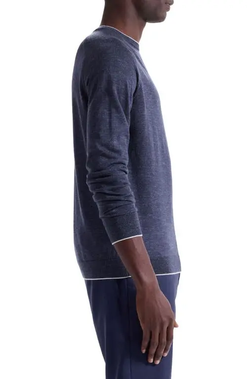 Bugatchi Tipped Merino Wool Sweater - Navy