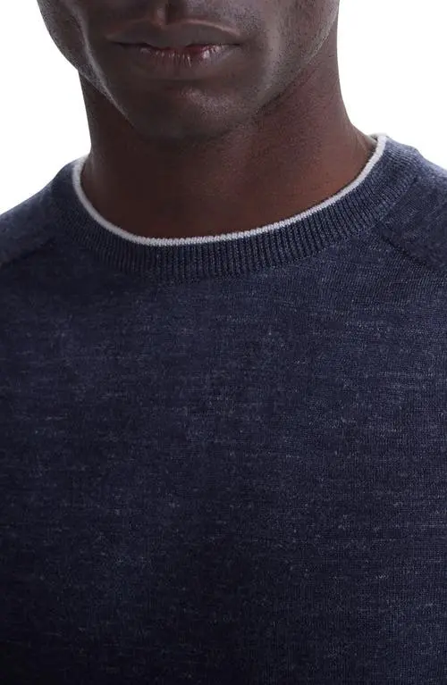 Bugatchi Tipped Merino Wool Sweater - Navy