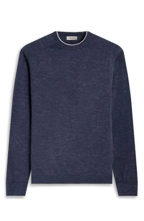 Bugatchi Tipped Merino Wool Sweater - Navy