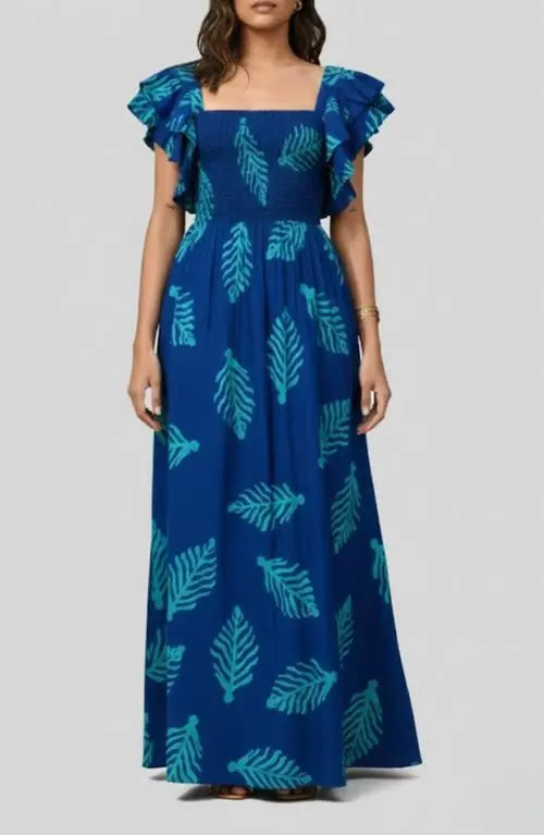 ELISAMAMA Printed Maxi Dress - Blue