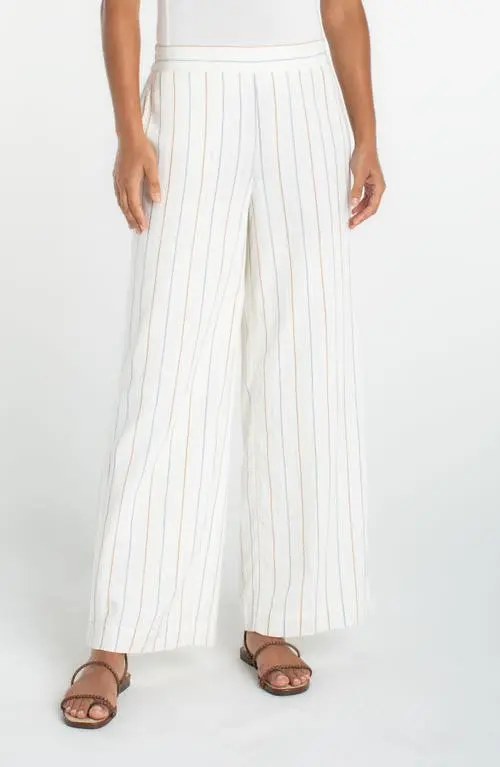 LIVERPOOL Stripe Pull-on Wide Leg Pants - Cream/blue Multi Stripe