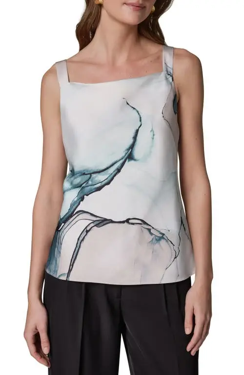 Donna Karan New York Cowl Neck Satin Tank - Dark Skylight Multi