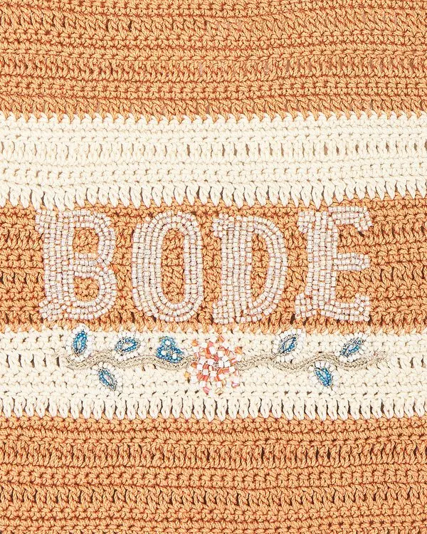BODE Sherbet Crochet Tote Bag - Cream & Orange