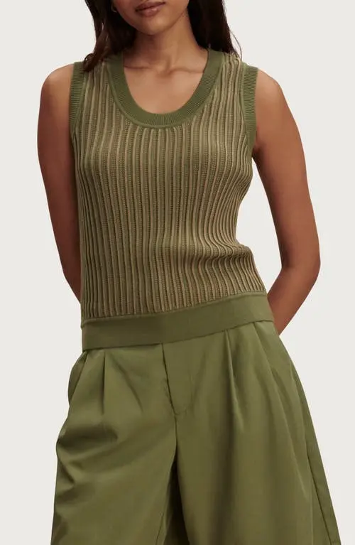 Varley Aldcroft Rib Knit Cotton Tank - Olivine
