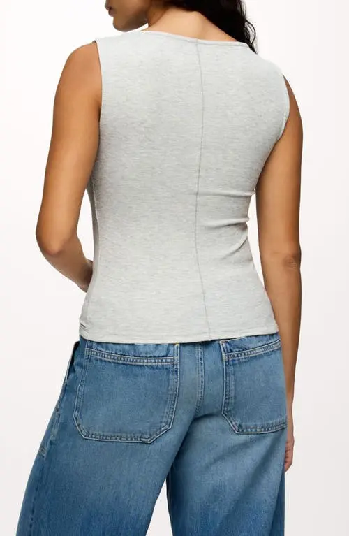 NUUDS Slinky Boat Neck Rib Tank - Heather Grey