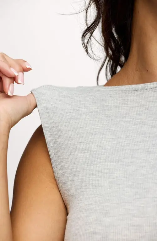 NUUDS Slinky Boat Neck Rib Tank - Heather Grey