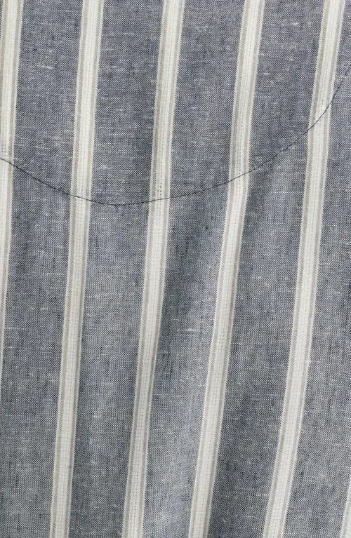Majestic International Textured Retreat Stripe Shawl Collar Woven Cotton Robe - Navy/beige