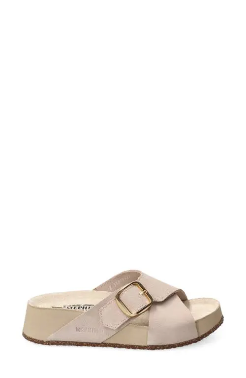 Mephisto Buckle Strap Wedge Slides - Sand