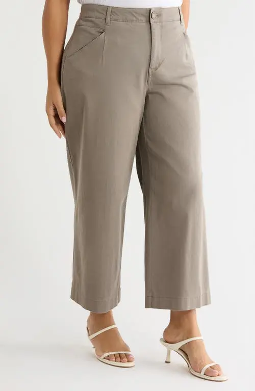Wit & Wisdom Skyrise Crop Wide Leg Twill Pants - Brindle Olive