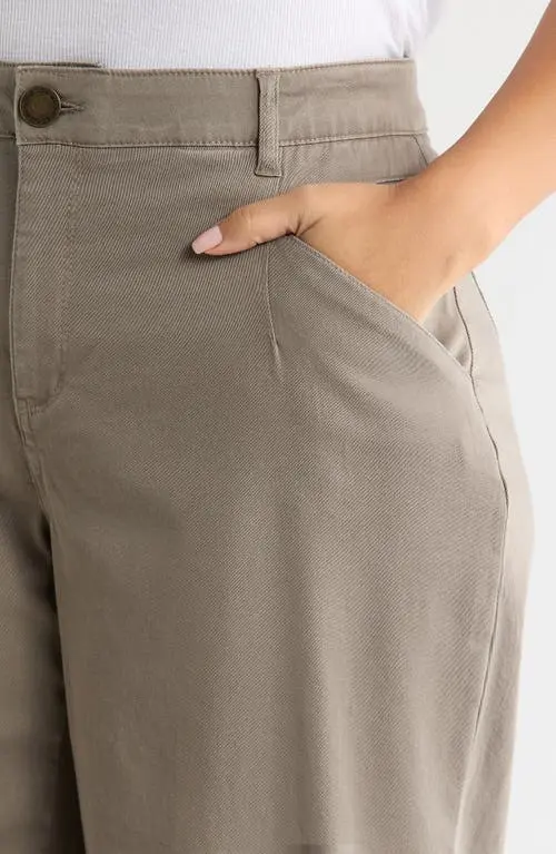 Wit & Wisdom Skyrise Crop Wide Leg Twill Pants - Brindle Olive