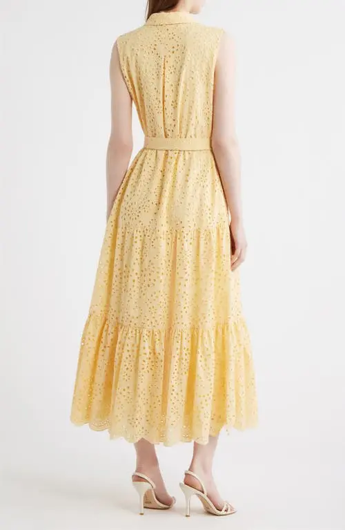 Kobi Halperin Eyelet Tie Waist Sleeveless Maxi Dress - Chamomile