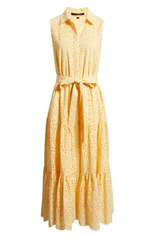 Kobi Halperin Eyelet Tie Waist Sleeveless Maxi Dress - Chamomile