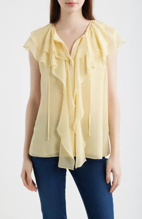 Kobi Halperin Maren Ruffle Cap-sleeve Top - Chamomile