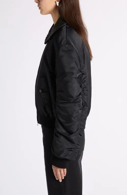 Bottega Veneta Intrecciato Collar Water Repellent Padded Nylon Bomber Jacket
