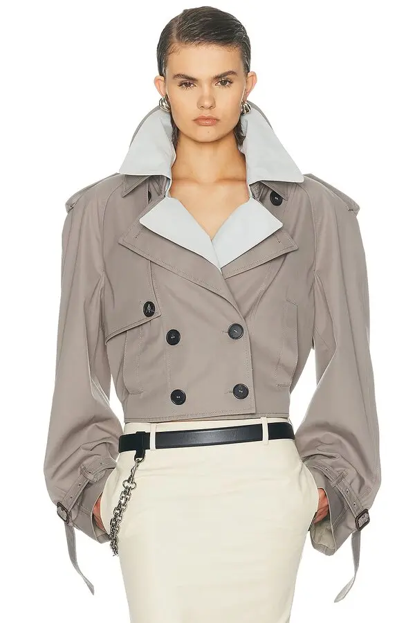 Attico Trench Bomber Jacket - Taupe Grey
