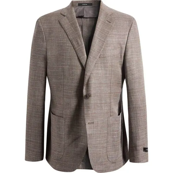 Vince Icon Relaxed Fit Red Mélange Cotton & Silk Blend Sport Coat - Tan
