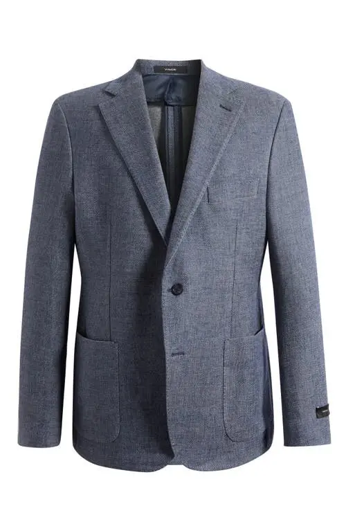 Vince Icon Relaxed Fit Blue Mélange Cotton & Linen Sport Coat - Denim