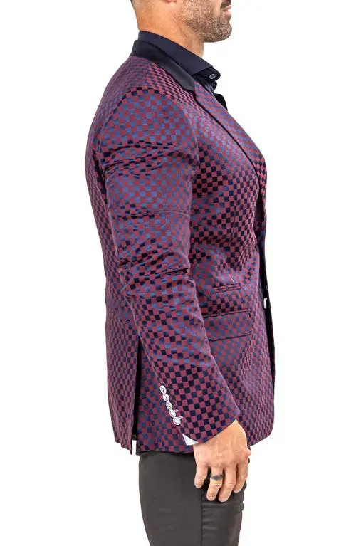 MACEOO Checkerboard Pattern Sport Coat - Red
