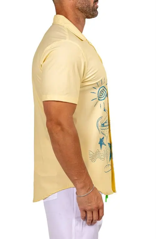 MACEOO Marthy White Camp Shirt - Yellow
