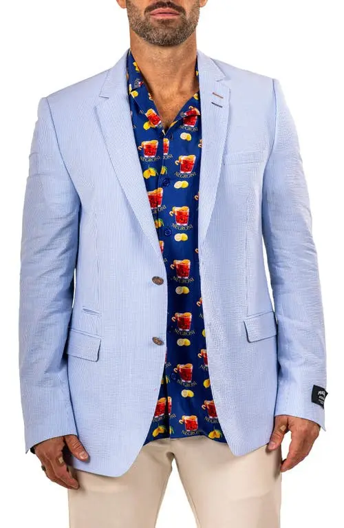 MACEOO Socrates Martyr020 Seersucker Sport Coat - Blue/white