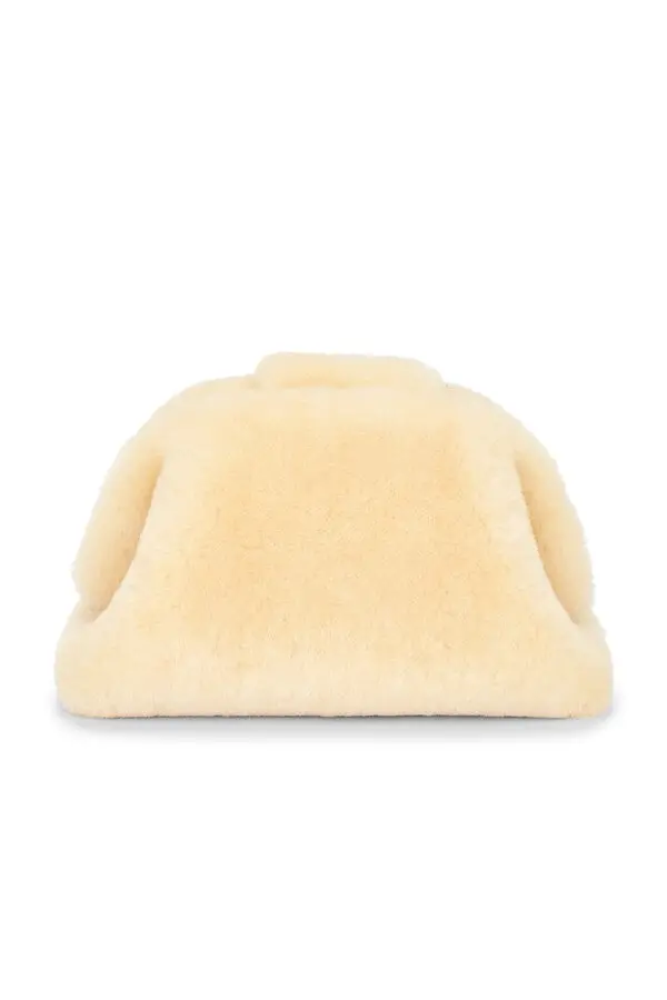 Amina Muaddi Camelia Shearling Bag - Beige