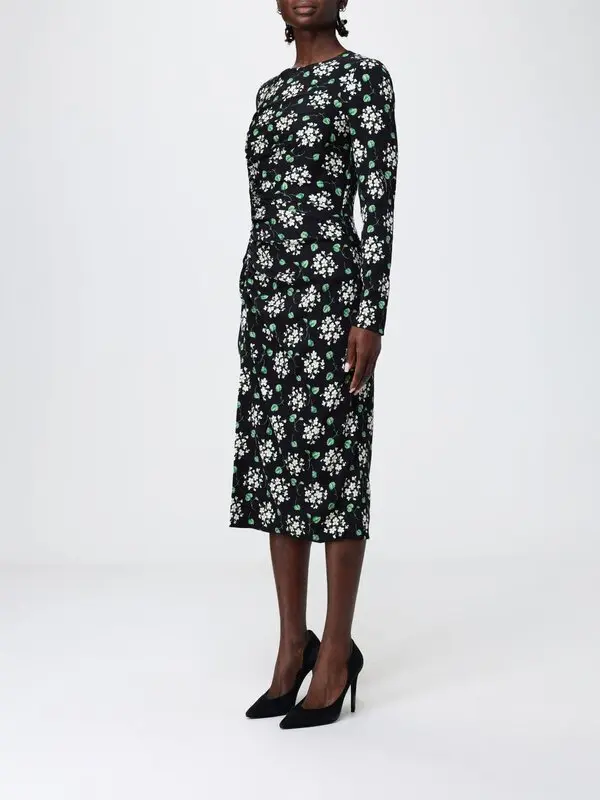 Dolce & Gabbana Floral Print Stretch Silk Midi Dress - Multicolor