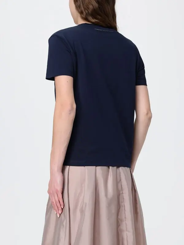 Max Mara Cotton Jersey T-shirt With Logo Detail - Blue