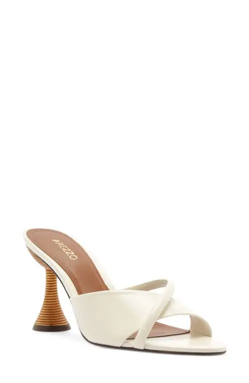AREZZO Luca High Heel Pointed Toe Slides - Crema White