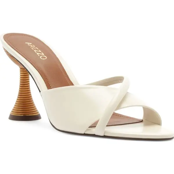 AREZZO Luca High Pointed Toe Slide Sandal - Crema White